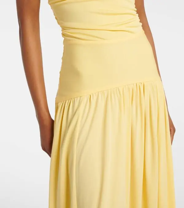 Staud Mariana Ruched Maxi Dress - Yellow