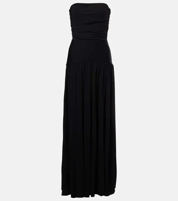 Staud Mariana Ruched Jersey Maxi Dress - Black