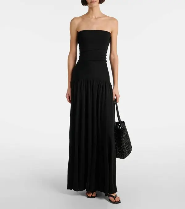 Staud Mariana Ruched Jersey Maxi Dress - Black