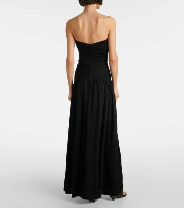 Staud Mariana Ruched Jersey Maxi Dress - Black