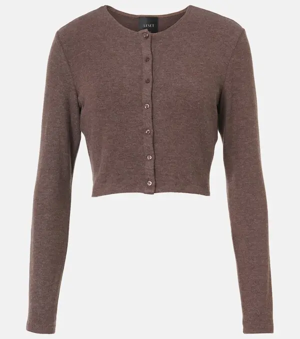 LESET Lauren Cropped Jersey Cardigan
