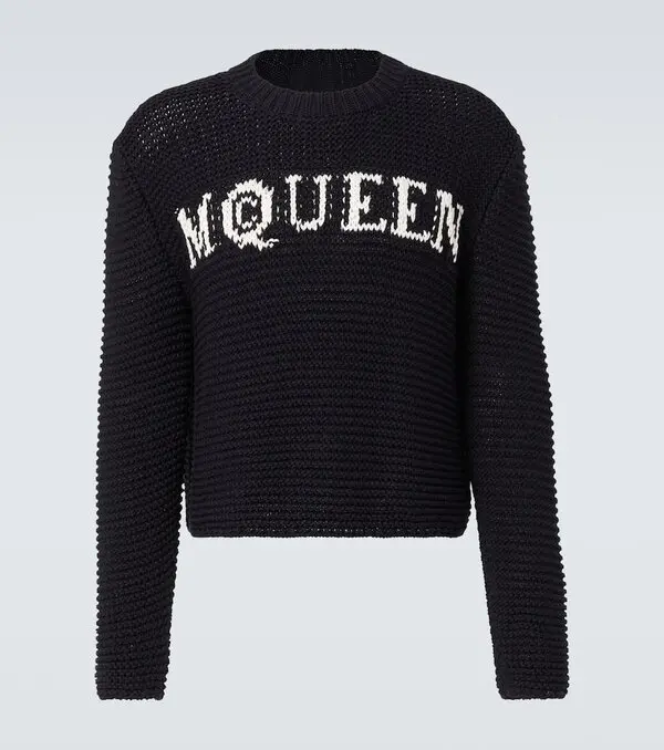 Alexander McQueen Logo Jacquard Cotton Sweater