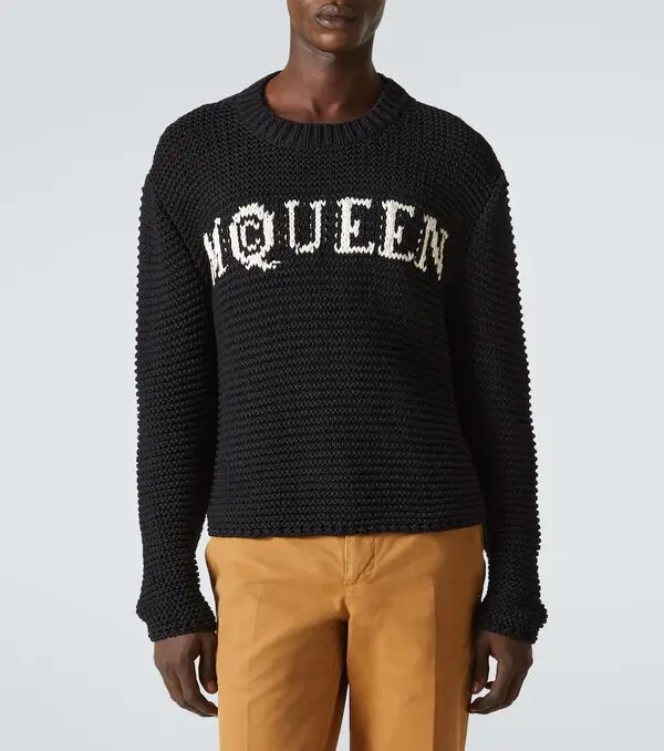 Alexander McQueen Logo Jacquard Cotton Sweater