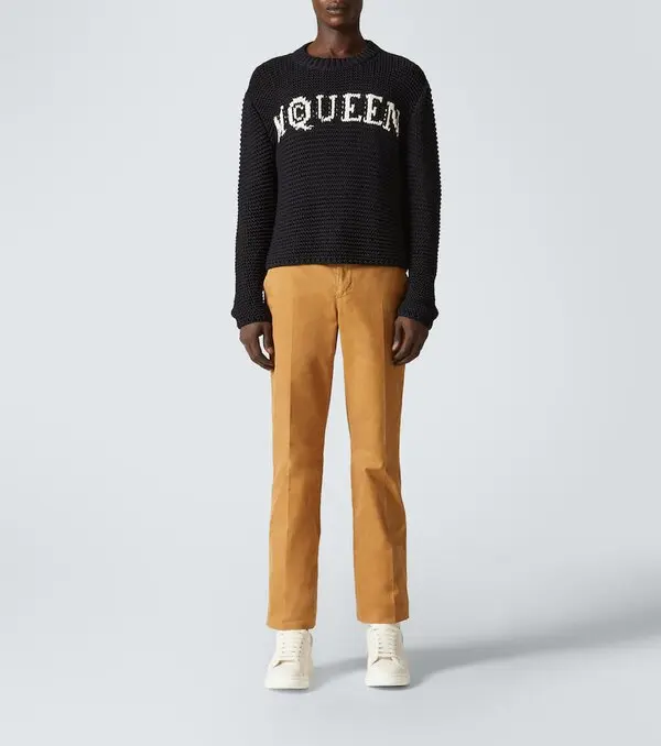 Alexander McQueen Logo Jacquard Cotton Sweater