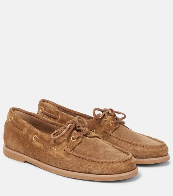GIANVITO ROSSI Vandee Suede Boat Shoes - Brown