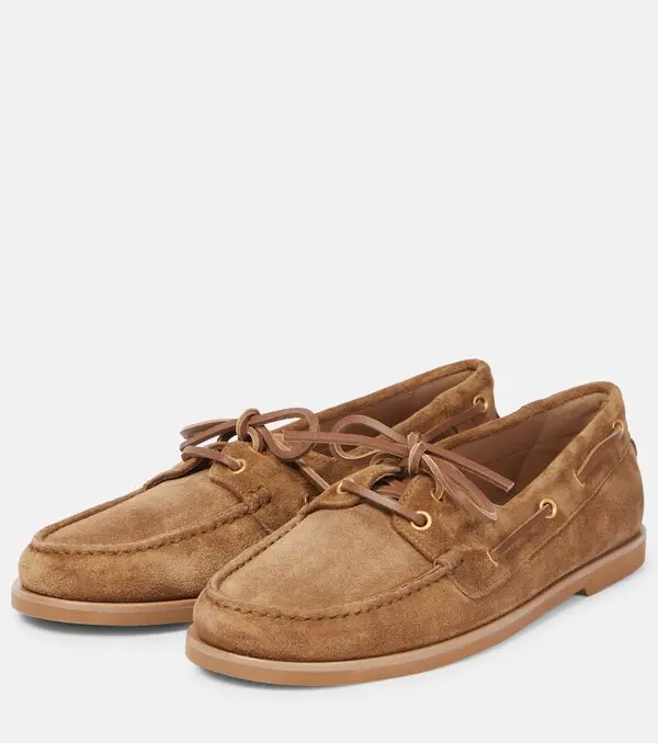 GIANVITO ROSSI Vandee Suede Boat Shoes - Brown
