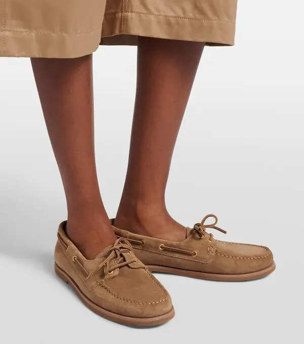 GIANVITO ROSSI Vandee Suede Boat Shoes - Brown