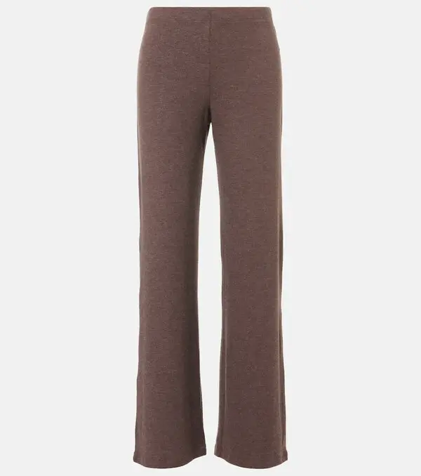 LESET Lauren Mid-rise Wide-leg Jersey Pants - Brown