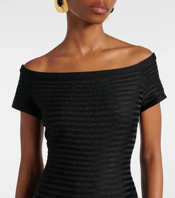 Carolina Herrera Off-shoulder Striped Maxi Dress