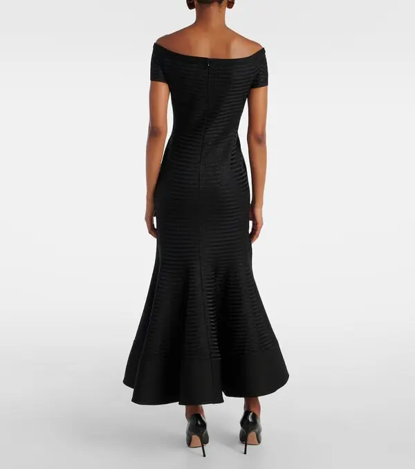 Carolina Herrera Off-shoulder Striped Maxi Dress