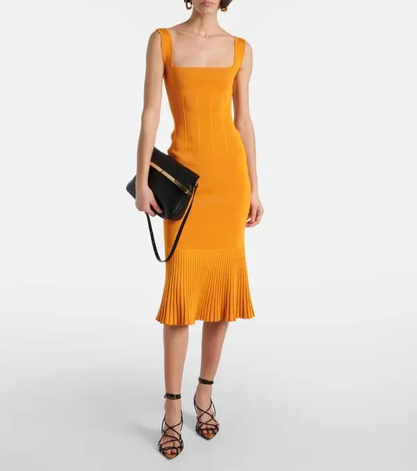 Galvan Atalanta Knitted Midi Dress - Orange