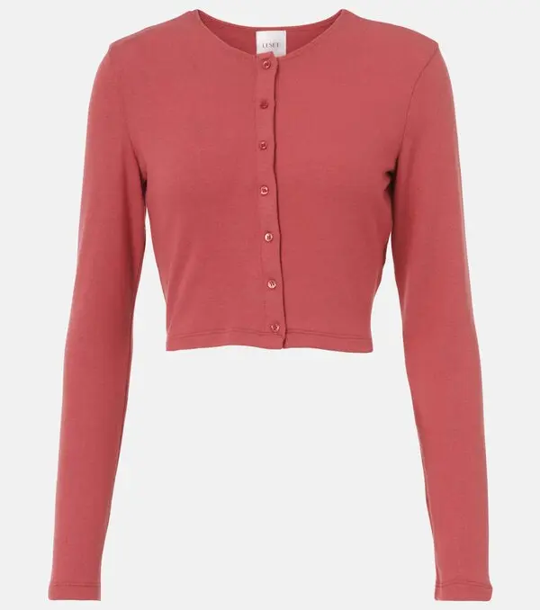 LESET Lauren Cropped Cardigan - Pink