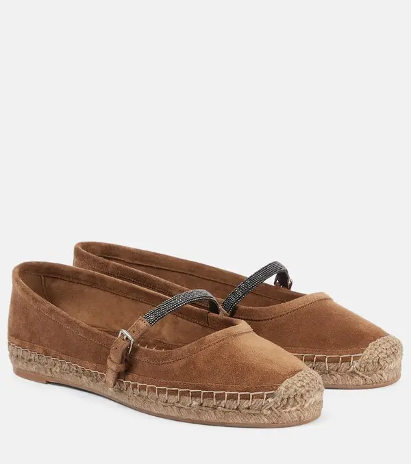 Brunello Cucinelli Monili Suede Espadrilles