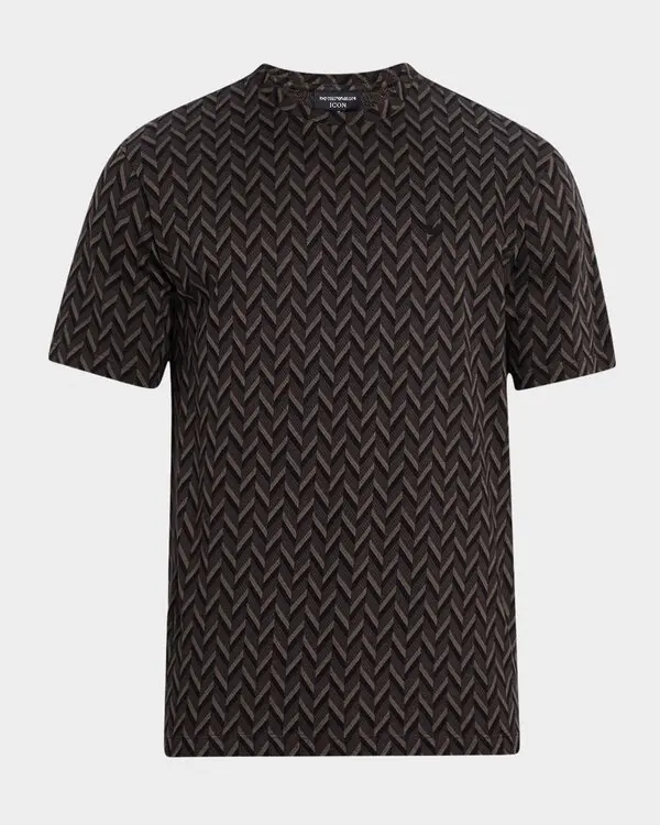 Emporio Armani Cotton Chevron Crewneck T-shirt - Grey