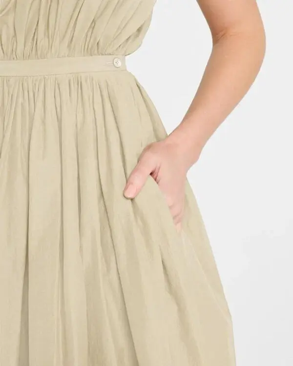 Philosophy Di Lorenzo Serafini Plunging Gathered Midi Dress - Ivory