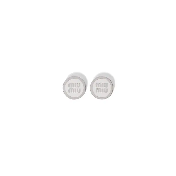 Miu Miu Enameled Metal Stud Earrings - White