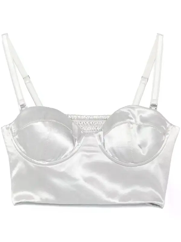 Patrizia Pepe Satined Bustier Top - Silver