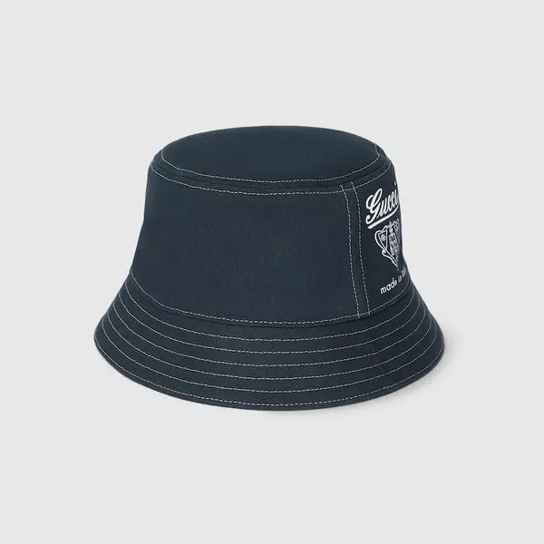 Gucci Printed Cotton Canvas Bucket Hat - Blue | Editorialist display picture 2