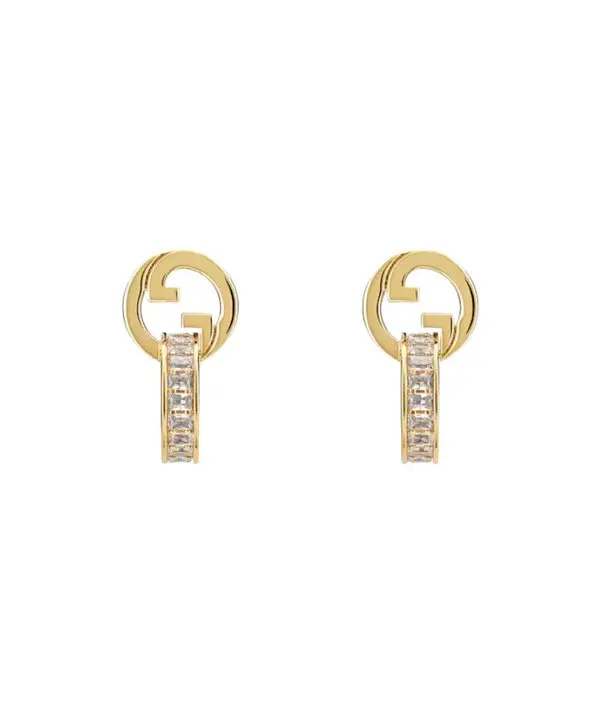 Gucci Blondie Interlocking G Crystal Earrings - Gold-toned Metal
