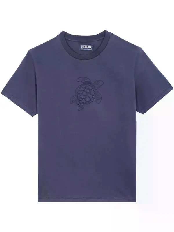 Vilebrequin Turtle-embroidered Cotton T-shirt - Blue
