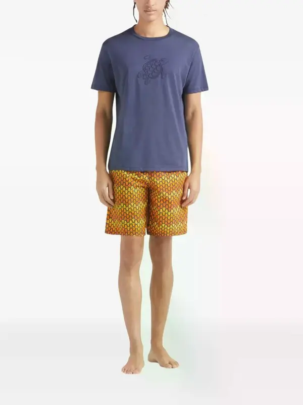 Vilebrequin Turtle-embroidered Cotton T-shirt - Blue