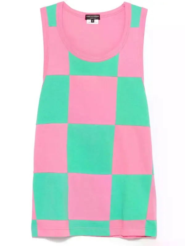 Comme Des Garçons Check-pattern Tank Top - Pink