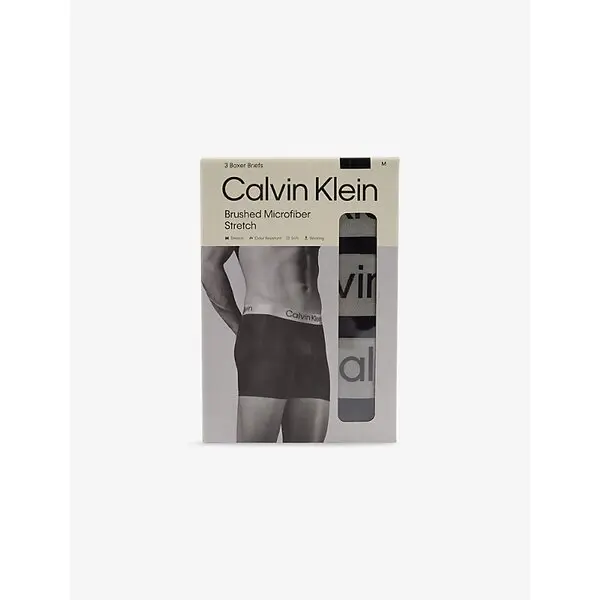 Calvin Klein Micro Stretch Pack Of Three Stretch-woven Boxer Briefs - Black Black Black