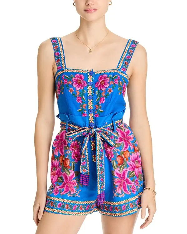 Farm Rio Floral Print Romper - Summer Fruit