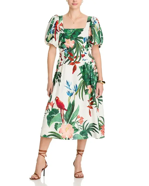 Farm Rio Macaw Fiesta Midi Dress - Midnight