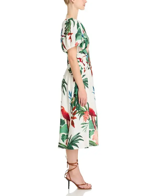 farm rio navy macaw embroidered maxi dress Blue Artisanal Embroidered Lace Front Bow Maxi Dress main image 1