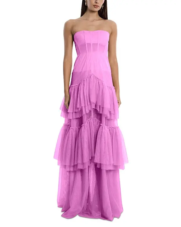 Bcbgmaxazria Strapless Corset Gown - Pink