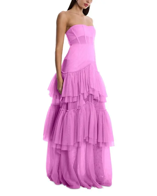 Bcbgmaxazria Strapless Corset Gown - Pink