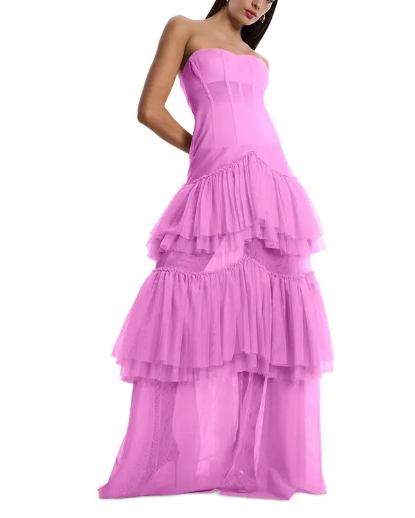 Bcbgmaxazria Strapless Corset Gown - Pink