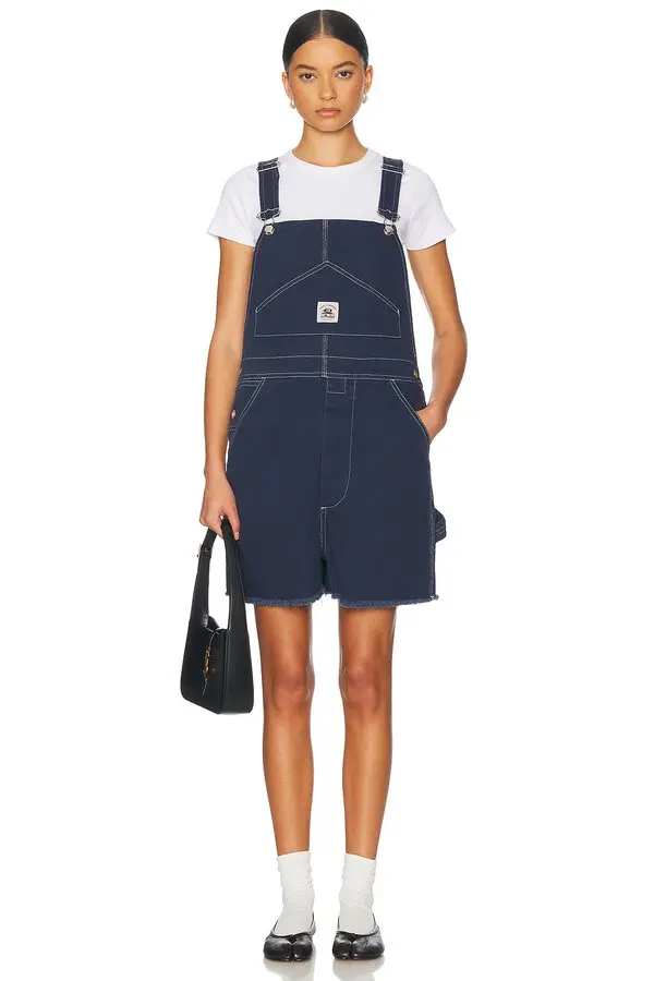 BODE Knolly Brook Overall Short In Blue - Dark Navy