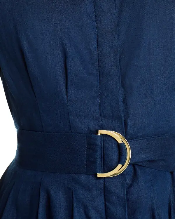 Veronica Beard Loreta Belted Linen Shirtdress - Navy - 60% Off |  Editorialist