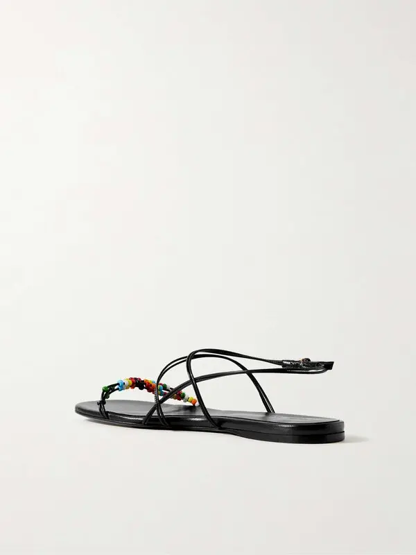 Khaite Loop Bead-embellished Sandals - Black