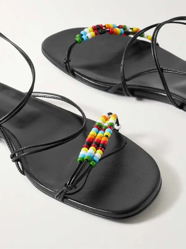 Khaite Loop Bead-embellished Sandals - Black