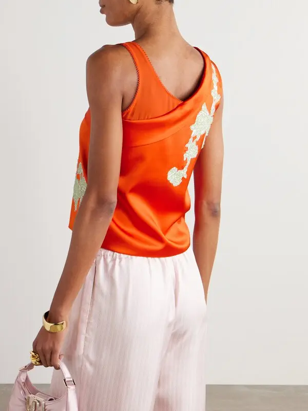 Versace Appliquéd Silk-satin Top