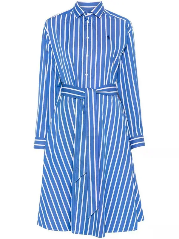 Polo Ralph Lauren Striped Midi Shirt Dress - Blue