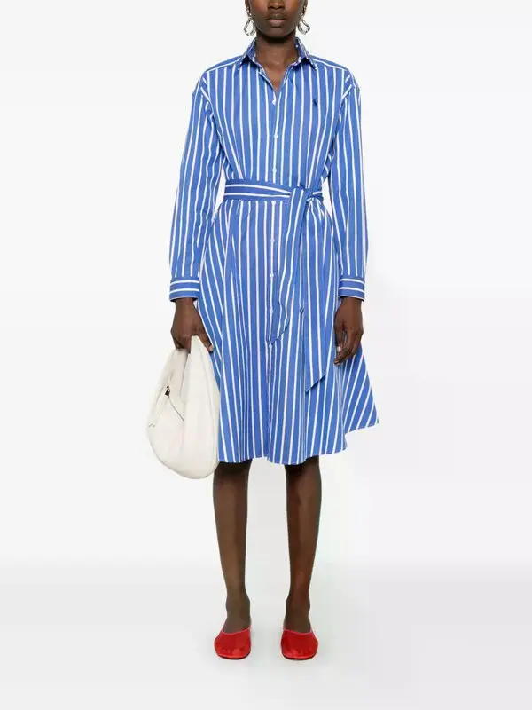 Polo Ralph Lauren Striped Midi Shirt Dress - Blue