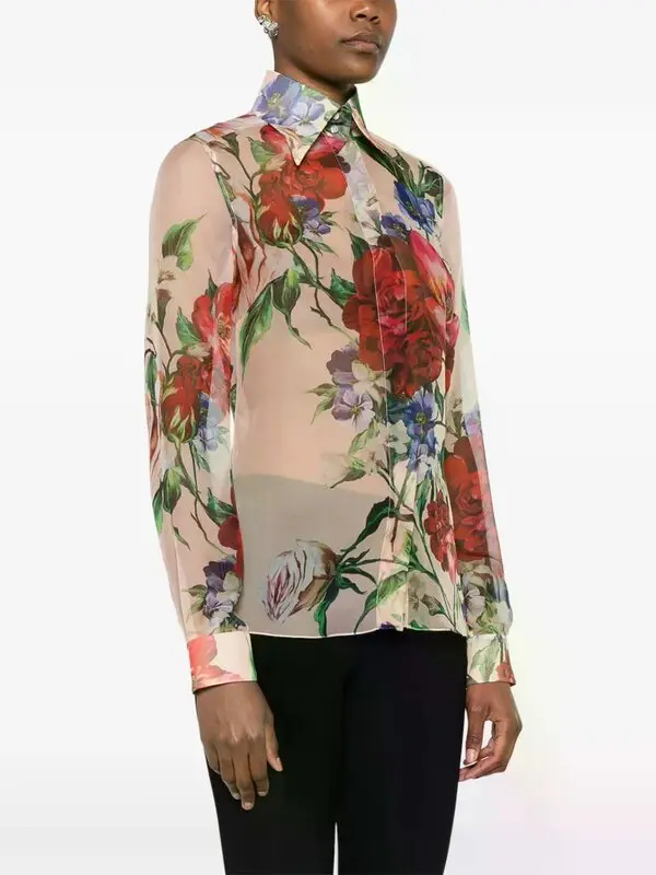Dolce & Gabbana Camellia-print Shirt - Pink