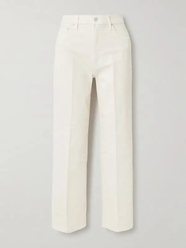 MOTHER The Rambler Zip Ankle Cropped Straight-leg Jeans - Neutrals