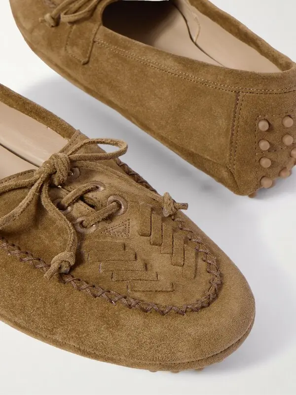 Le Monde Beryl Embroidered Suede Loafers - Brown