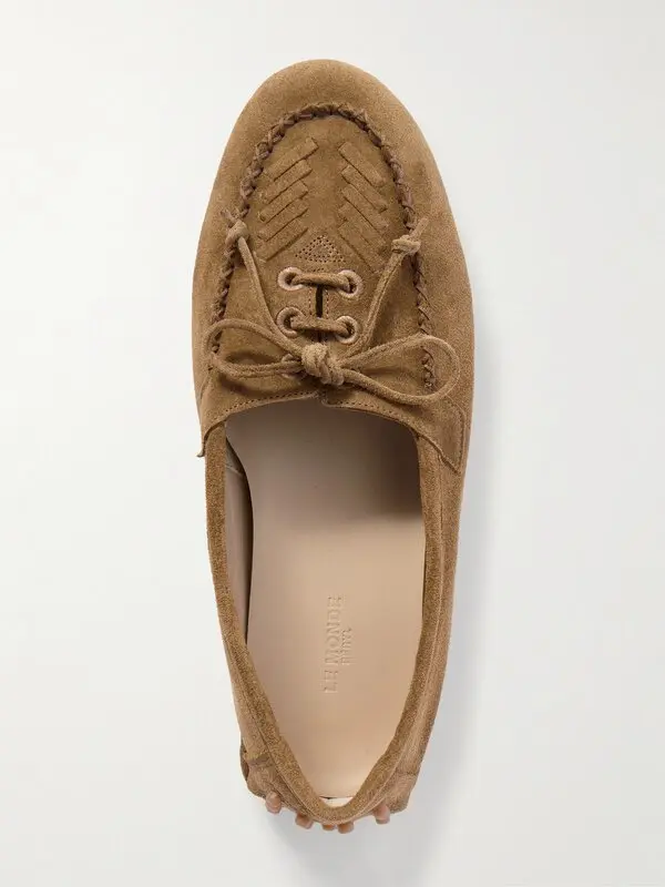 Le Monde Beryl Embroidered Suede Loafers - Brown