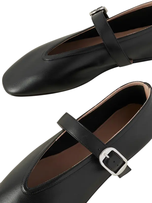 Le Monde Beryl Stella Leather Mary Jane Ballet Flats - Black