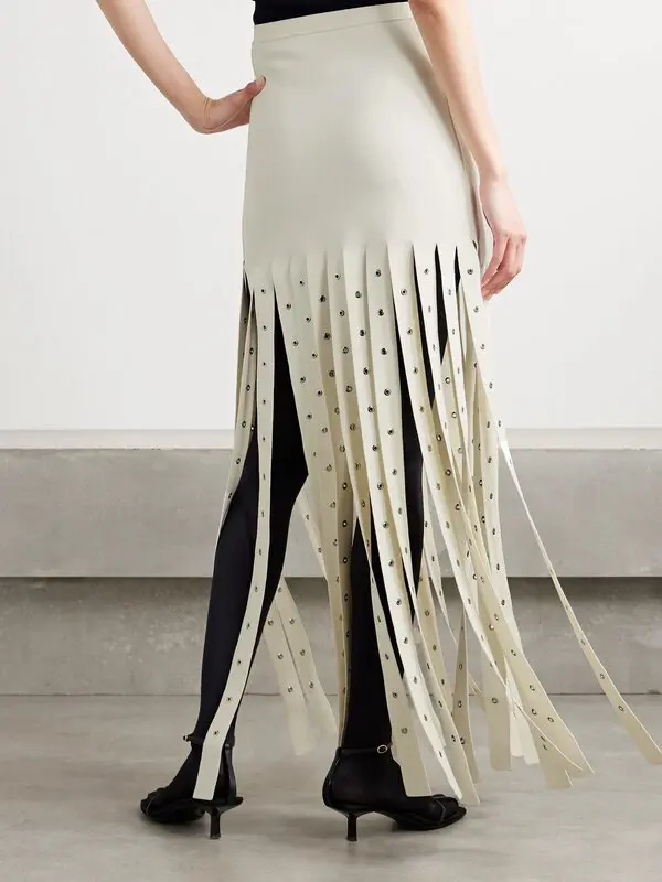 Proenza Schouler Effe Eyelet-embellished Fringed Maxi Skirt - Ivory