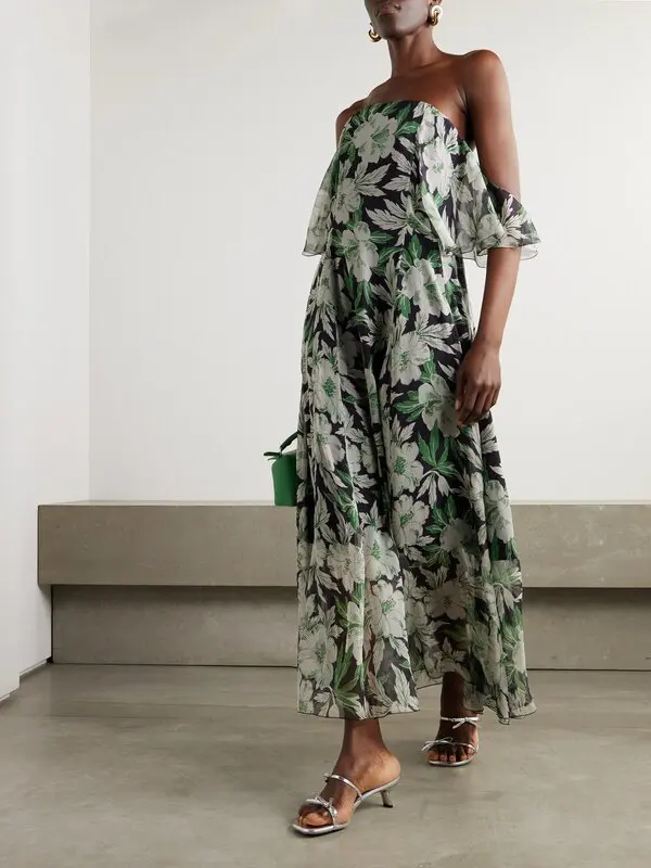Loewe Off-the-shoulder Floral-print Midi Dress