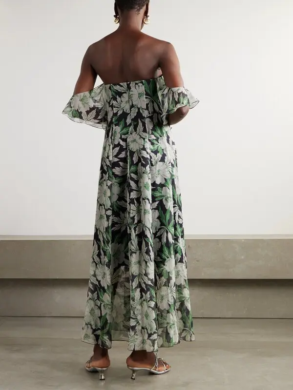 Loewe Off-the-shoulder Floral-print Midi Dress