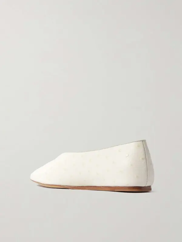 Le Monde Beryl Regency Ostrich-effect Leather Ballet Flats