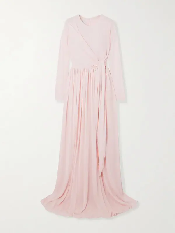 Giambattista Valli Tie-detailed Wrap-effect Jersey Gown - Pink